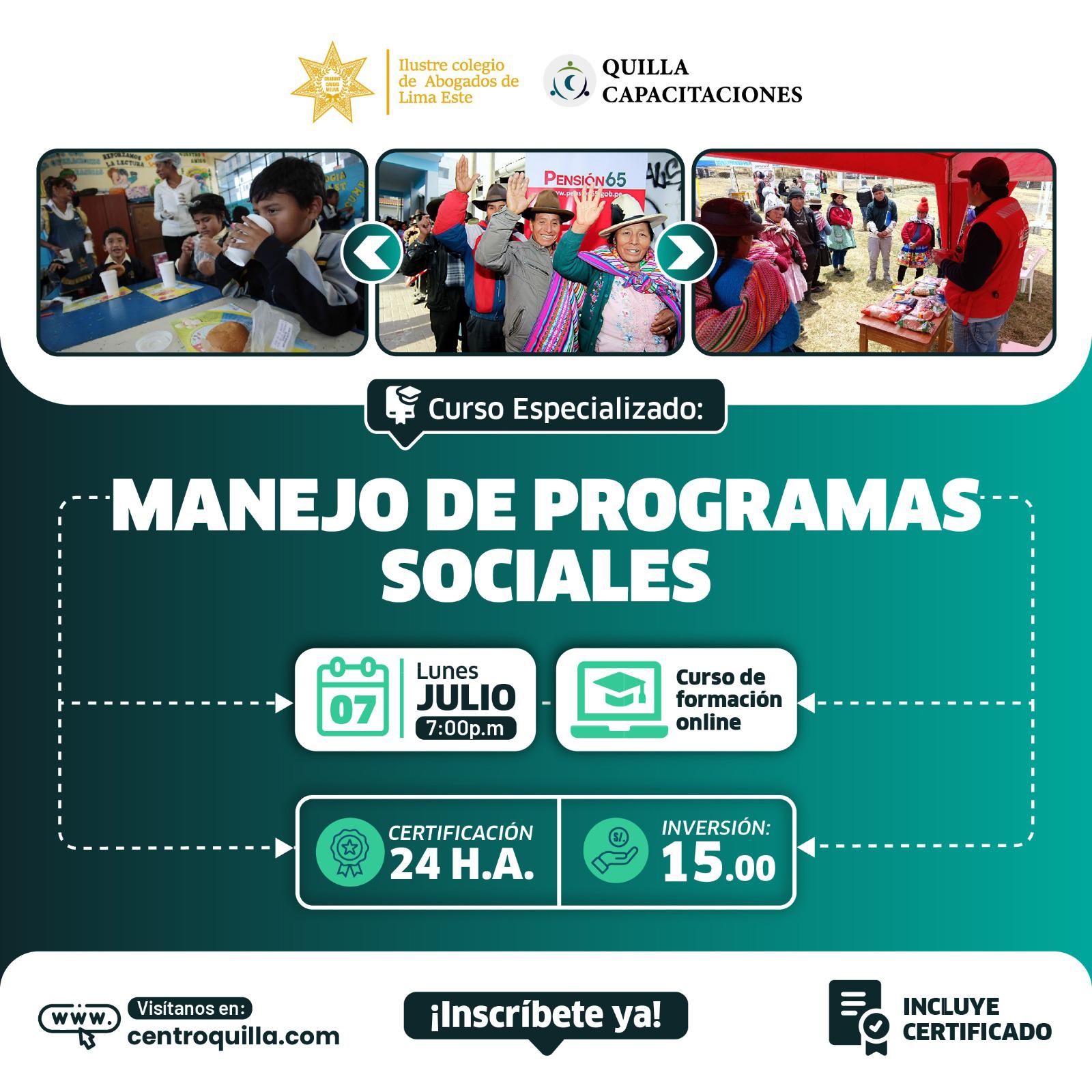 Quilla - Curso Especializado: MANEJO DE PROGRAMAS SOCIALES