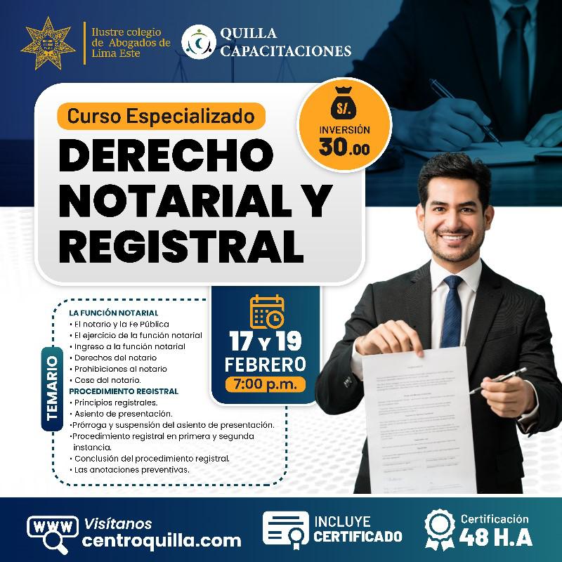 Quilla - Curso Especializado: DERECHO NOTARIAL Y REGISTRAL