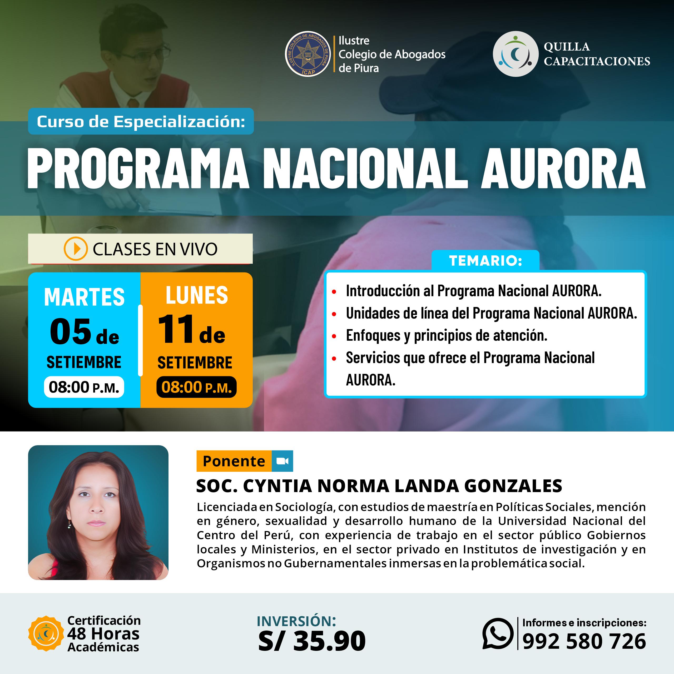 Quilla - Curso Especializado: PROGRAMA NACIONAL AURORA